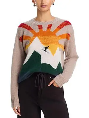Aqua Cashmere Sunrise Skiier Crewneck Sweater Exclusive - Wheat
