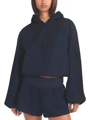 SKIMS Woven Cotton Half Zip Pullover - Navy