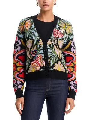 Cinq À Sept Psychedellic Amour Embellished Cardigan - Black