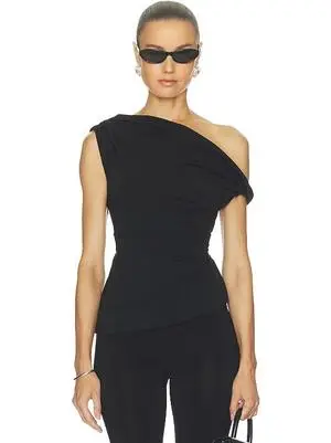 Simkhai Zerra Asymmetric Draped Top - Black