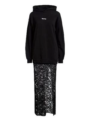 DISCLAIMER Disquaer Cotton-blend French Terry Lace Hooded Sweatshirt - Black