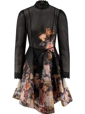 ZIMMERMANN ZIMMERMANN Valiant Embellished Mini Linen And Silk Dress