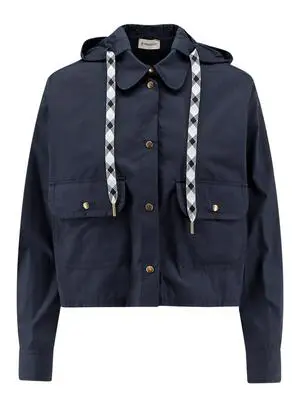 Moncler Cotton Blend Shacket - Blue