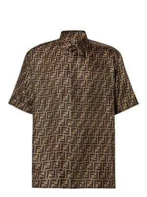 Fendi Silk Shirt With Ff Motif - Brown