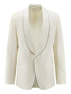 LARDINI Wool Blend Blazer With Contrasting Profiles White