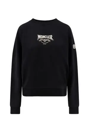 Moncler Cotton Sweatshirt With Front Logo - Black