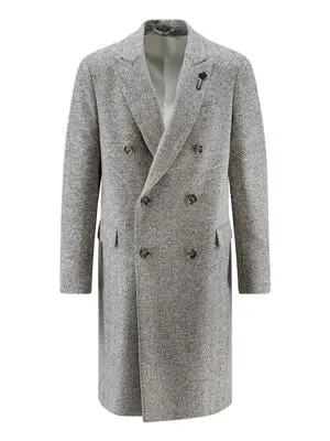 LARDINI Double-breasted Virgin Wool Coat - Grey
