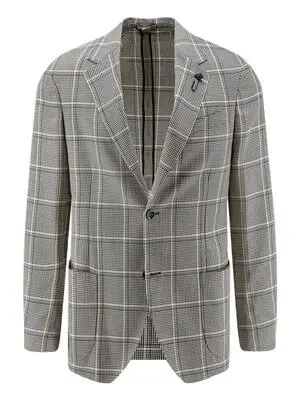LARDINI Wool And Cotton Blend Blazer - Black