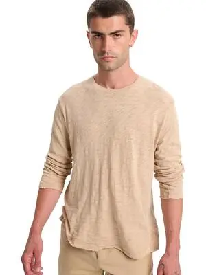 ATM Anthony Thomas Melillo Slub Jersey Long Sleeve Destroyed Wash T-shirt - Dune