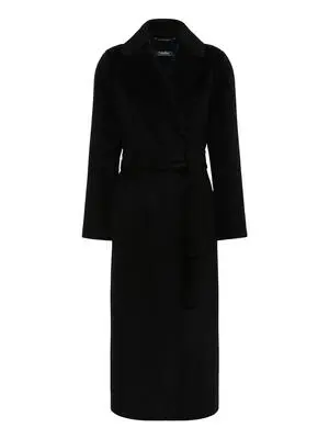Max Mara Virgin Wool-cashmere Belted Coat - Black