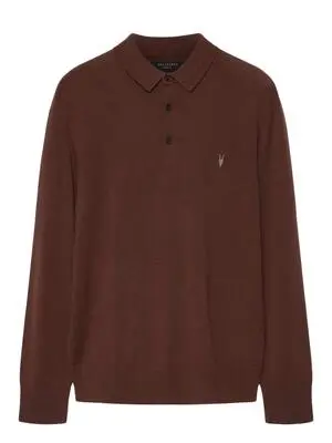 ALLSAINTS Merino Wool Mode Polo Shirt - Brown