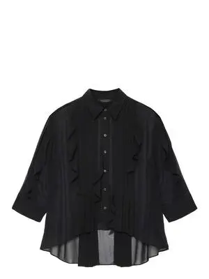 ALLSAINTS AllSaints Chiffon Frill-Trim Minna Shirt Black