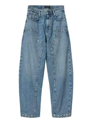 ALLSAINTS Sadie Studded Barrel-leg Jeans - Blue