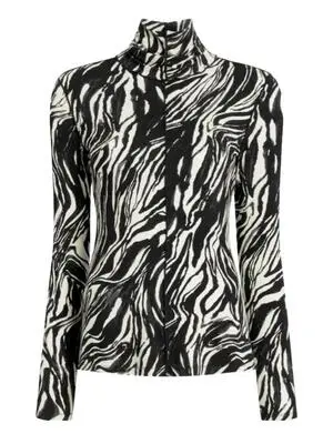 Proenza Schouler Audrey Marble-print Top - Black