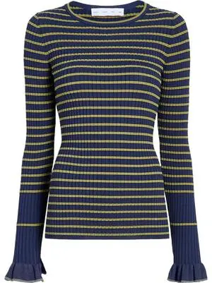Proenza Schouler Striped Ruffled Sweater - Blue
