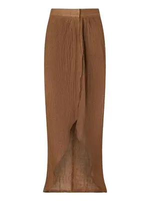 Le Kasha Organic Linen Maxi Skirt - Brown
