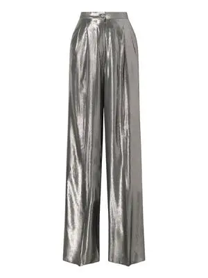 Giuliva Heritage Pleated Lamé Wide-leg Pants - Gray