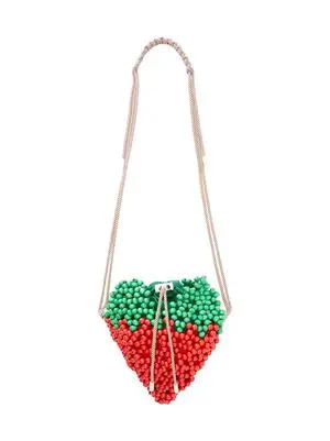 ALEMAIS Beaded Strawberry-shaped Belt Bag - Red