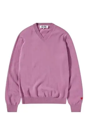 PLAY COMME DES GARCON Comme Des Garcons Play Logo-Detail V-Neck Sweater