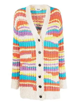 MSGM Striped Chunky Knit Cardigan - Multicolor