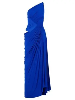 Alex Perry One-shoulder Gathered Mesh And Jersey Gown - No