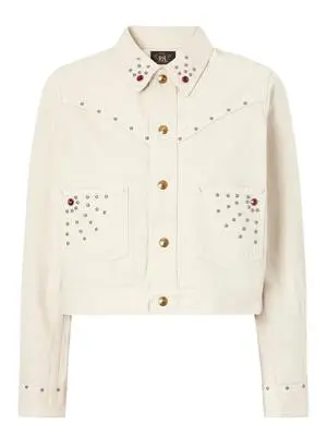 Ralph Lauren Ida Cropped Embellished Denim Jacket - No