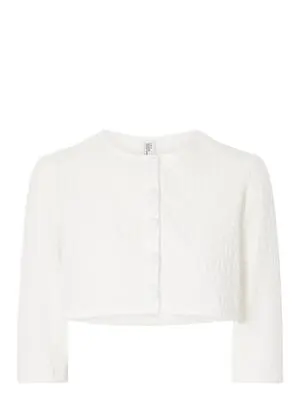 Lisa Marie Fernandez Cropped Floral-jacquard Cardigan - No