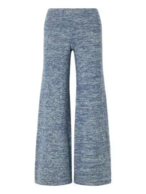 THE ELDER STATESMAN Nimbus Knitted Cashmere And Silk-blend Wide-leg Pants - Blue