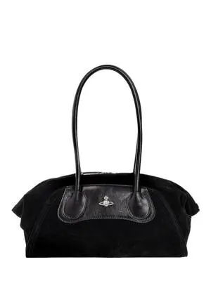 VIVIENNE WESTWOOD Vivienne Westwood Orb Plaque Suede-Panelled Shoulder Bag
