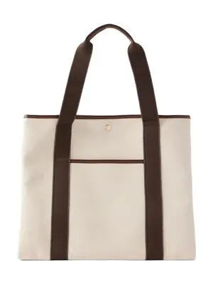 Rue De Verneuil Leather And Webbing-trimmed Canvas Tote - No