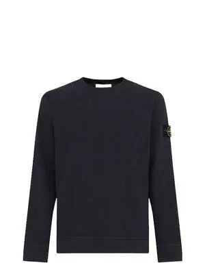 Stone Island Logo Patch Crew Neck Sweatshirt - Black