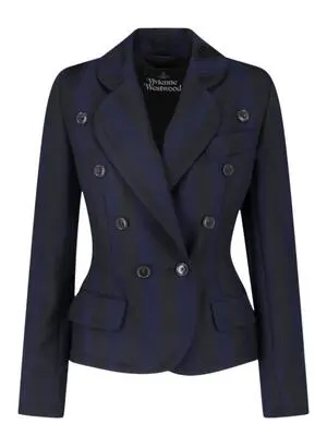 VIVIENNE WESTWOOD Striped Double-breasted Blazer - Navy