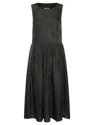 UMA WANG Sleeveless Jacquard Pleated Midi Dress - Black