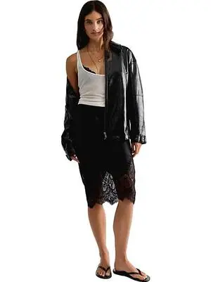 Norma Kamali Bias Lace Half Slip - Black