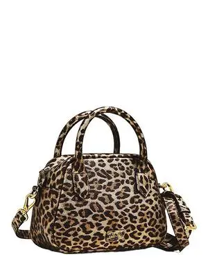 FRANCES VALENTINE Frances Valentine Leather Mini Bowler Bag Leopard