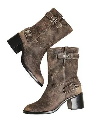 Anthropologie Moto Mid-calf Boots - Black