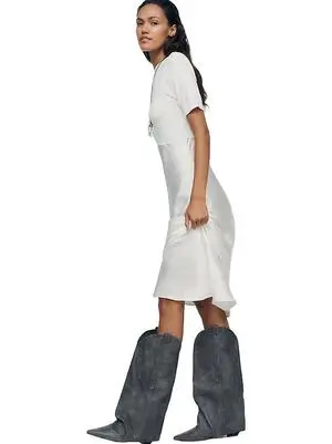 Anthropologie Slouchy Western Boots - Grey