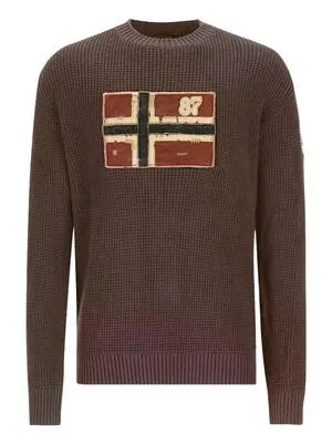NAPAPIJRI Archive Logo-patch Waffle-knit Sweater - Brown
