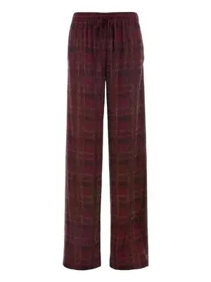 Ermanno Scervino Check-print Silk Satin Trousers - Red