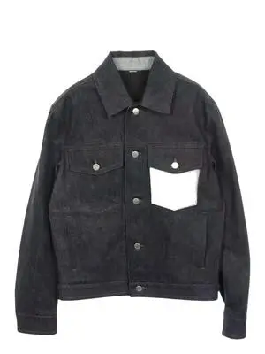 HERMÈS Hermès Indigo Blue Leather-Pocket Jacket