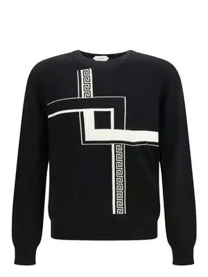Versace Intarsia Cashmere Knit Sweater - Black