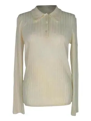 A.p.c. Ribbed-knit Long-sleeve Polo Shirt - Neutrals