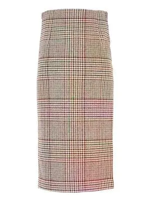 Federica Tosi Prince Of Wales Check Front-slit Midi Skirt - Neutrals
