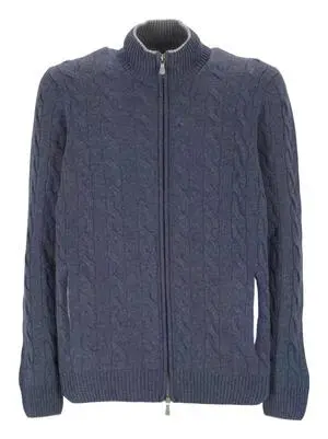 GRAN SASSO Cable-knit Zip-up Cardigan - Blue