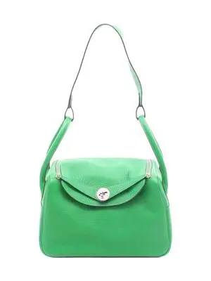 Hermès Clemence Leather Lindy Tote Bag - Green