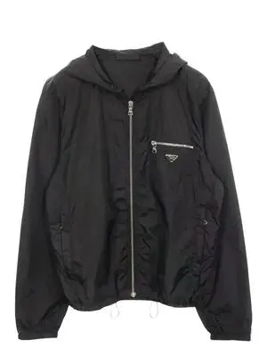 Prada Re-nylon Triangle Logo Hooded Jacket - Black