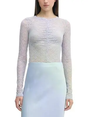 Sisley Ruched Lace Top - Blue