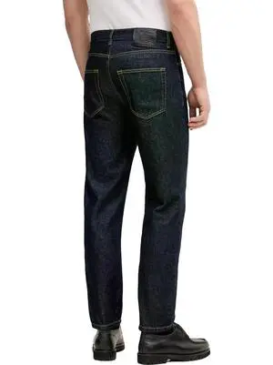 Sisley Contrast-stitch Logo-patch Jeans - Blue