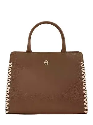 AIGNER Cybill Whipstitch-trim Tote Bag - Brown