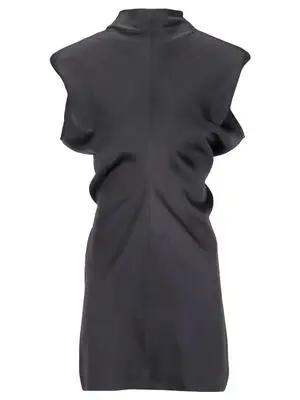 Federica Tosi Padded-shoulder Satin Mini Dress - Grey